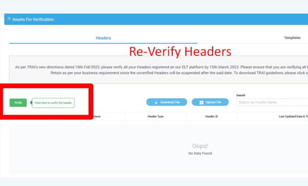 How to Re-Verify Headers & Content Templates DLT Platform - C2SMS